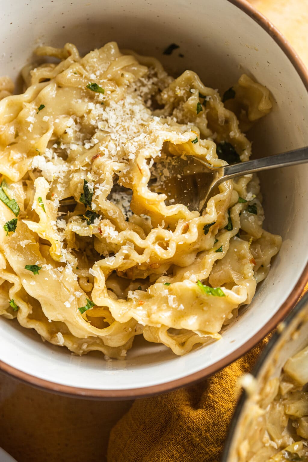 Lemony Mafaldine Pasta with Caramelized Cabbage - Home Cooking Collective