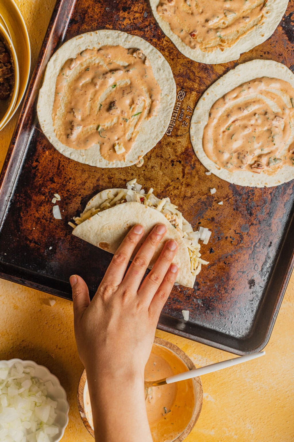 Crispy Stovetop Bean and Cheese Tacos with Chipotle Sauce - Home ...
