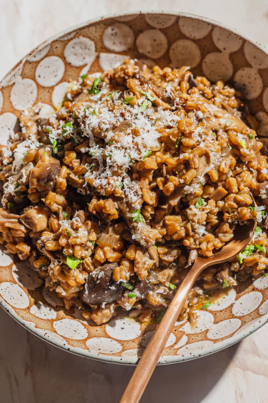 Farro Risotto with Mushrooms and Herbs - Home Cooking Collective